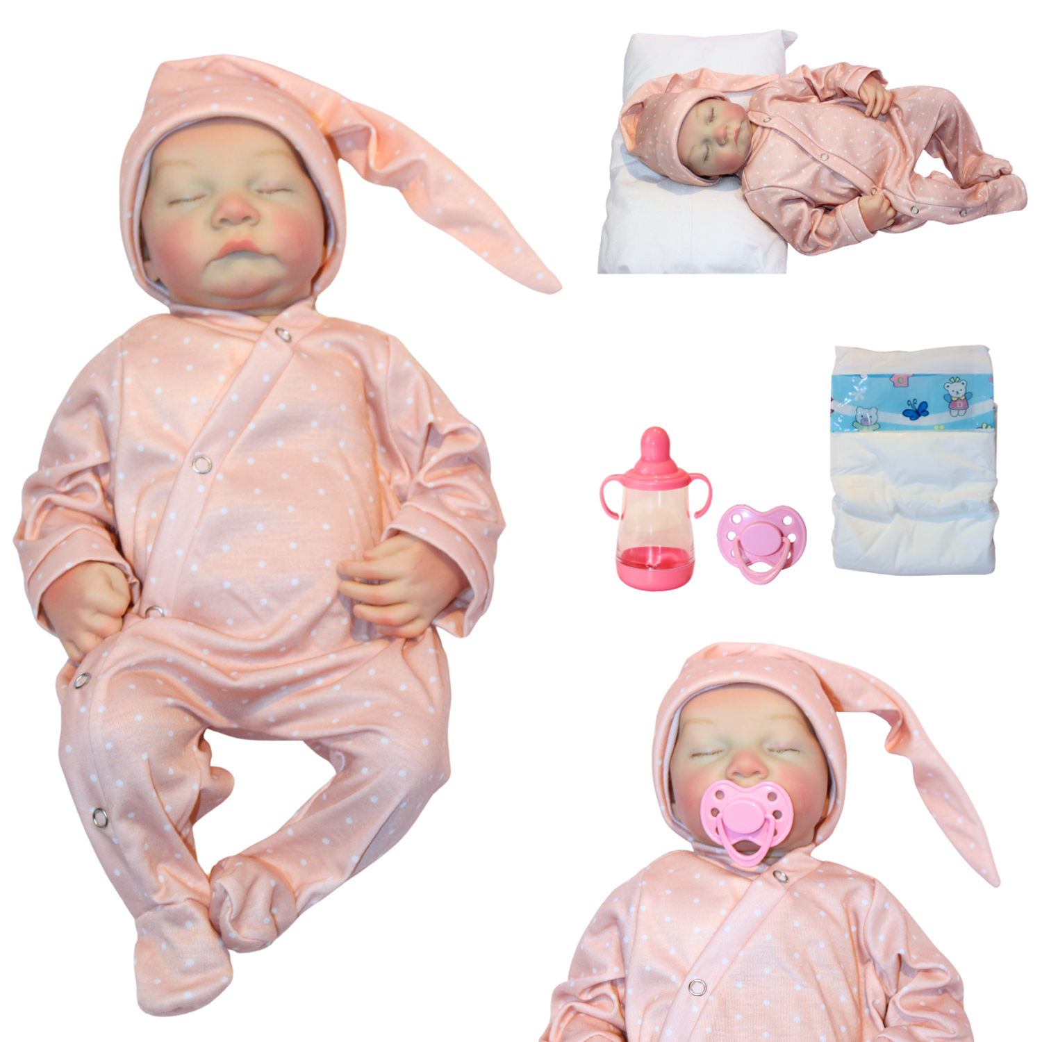 Muñeca Reborn Bianca 55 cm Realista con Vestido Floral y Set de Cuidad ...